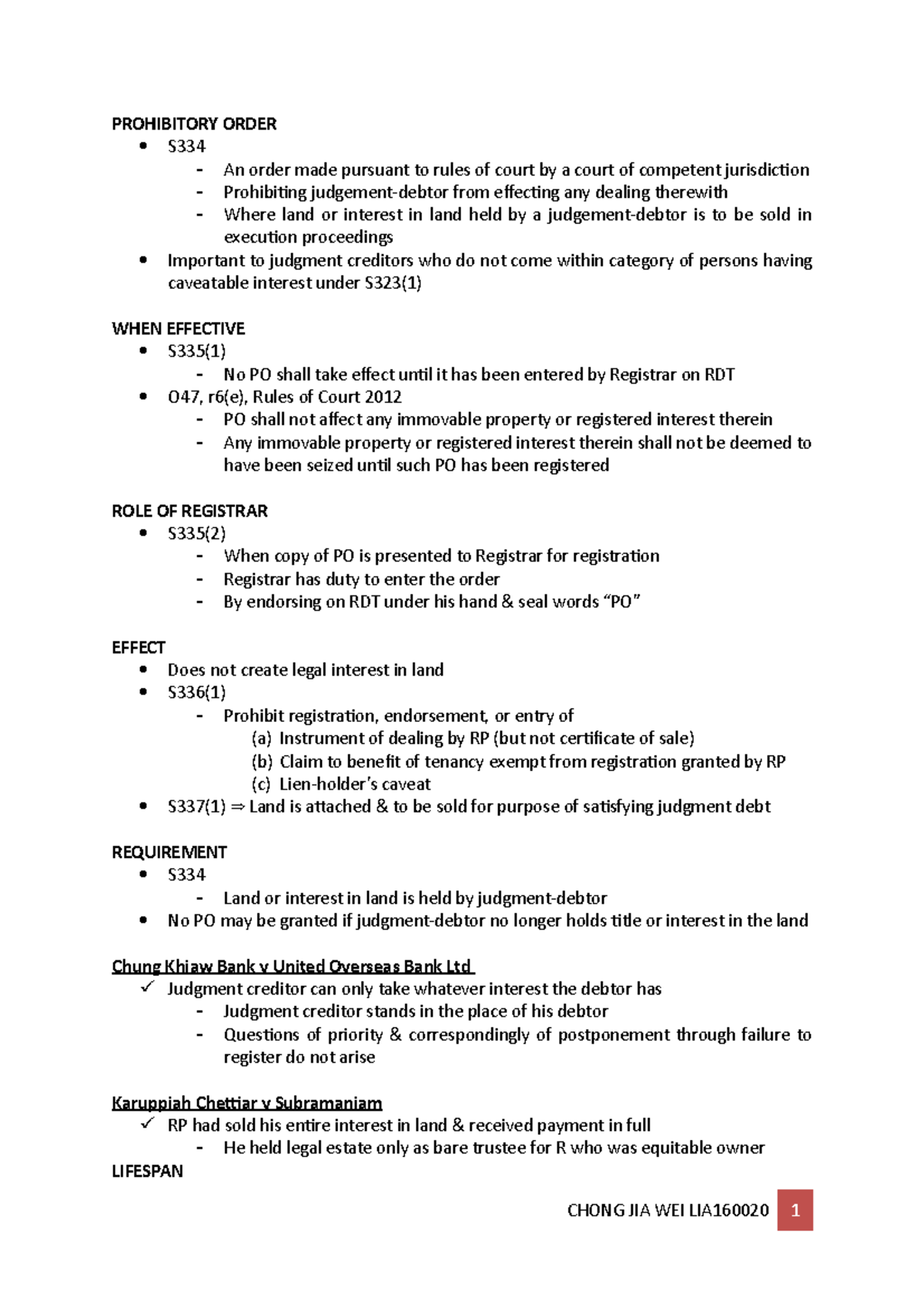 5 Prohibitory Order - From several Land Law textbooks - PROHIBITORY ...