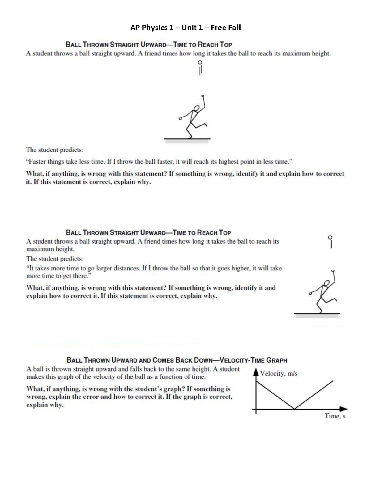 AP1 Unit1 Free Fall - i’m - AP Physics 1 Unit 1 Free Fall BALL THROWN ...