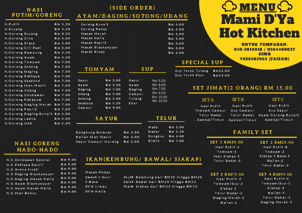 Yellow and Black Photo Lunch Weekly Menu - G o r e n g K u n y i t G o ...