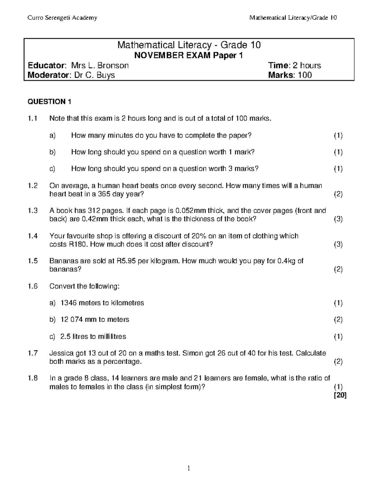 Math lit task 3 - Work sheet - Mathematical Literacy - Grade 10 ...