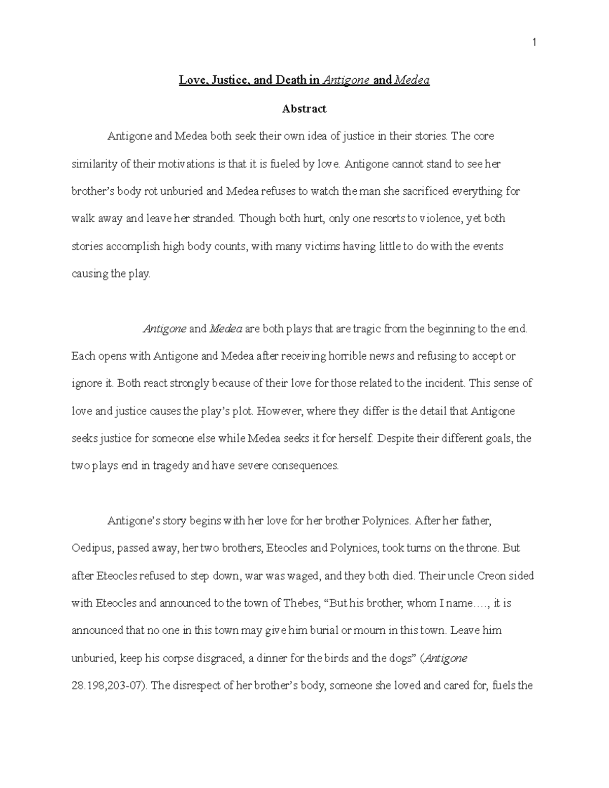Love, Death, and Justice in Antigone and Medea - Love, Justice, and ...
