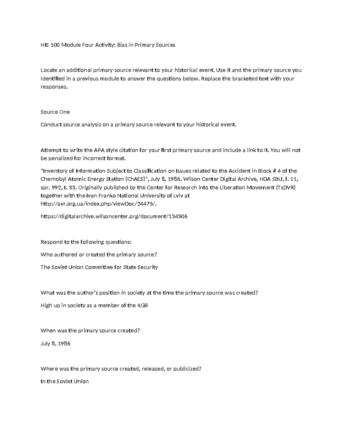 Module 4 Activity Bias in Primary Sources - HIS 100 Module Four ...