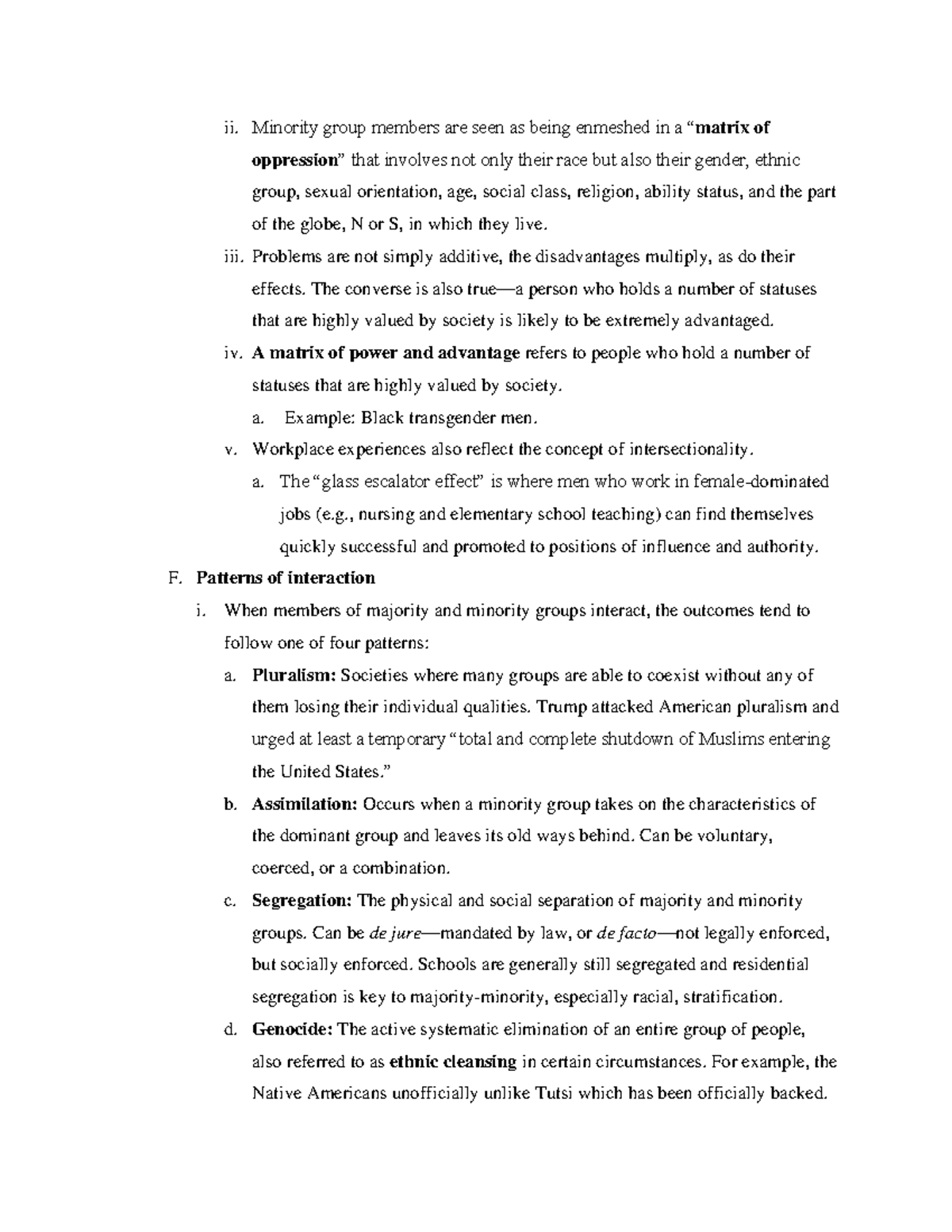 Week 6 notes 6 - ii. Minority group members are seen as being enmeshed ...