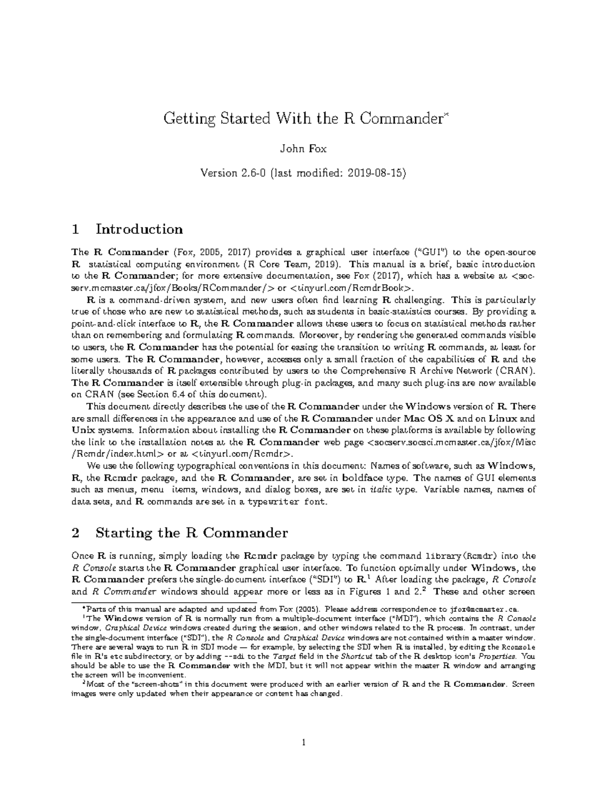 Getting Started with the Rcmdr - Getting Started With the R Commander ...