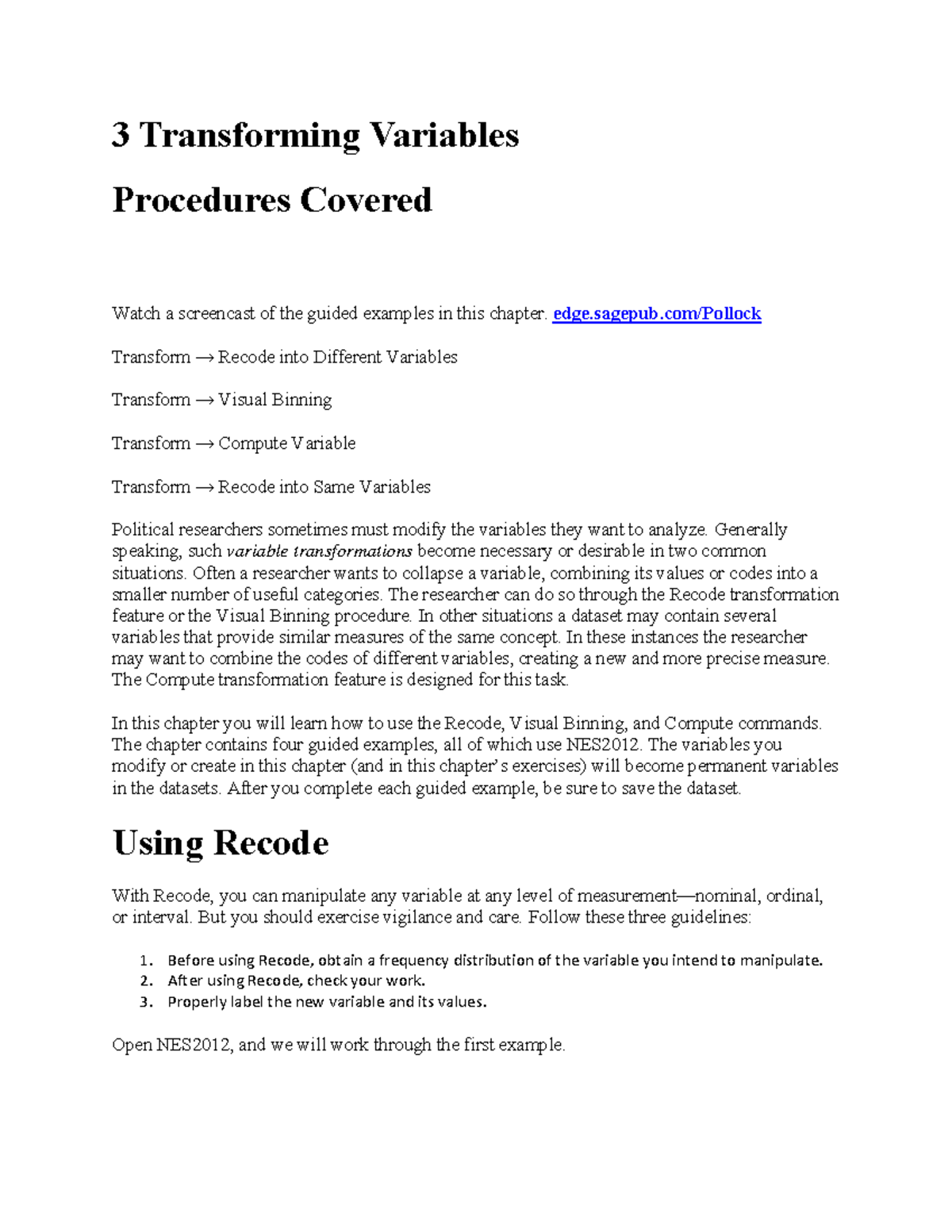 Pollock chapter 3 - course resources - 3 Transforming Variables ...