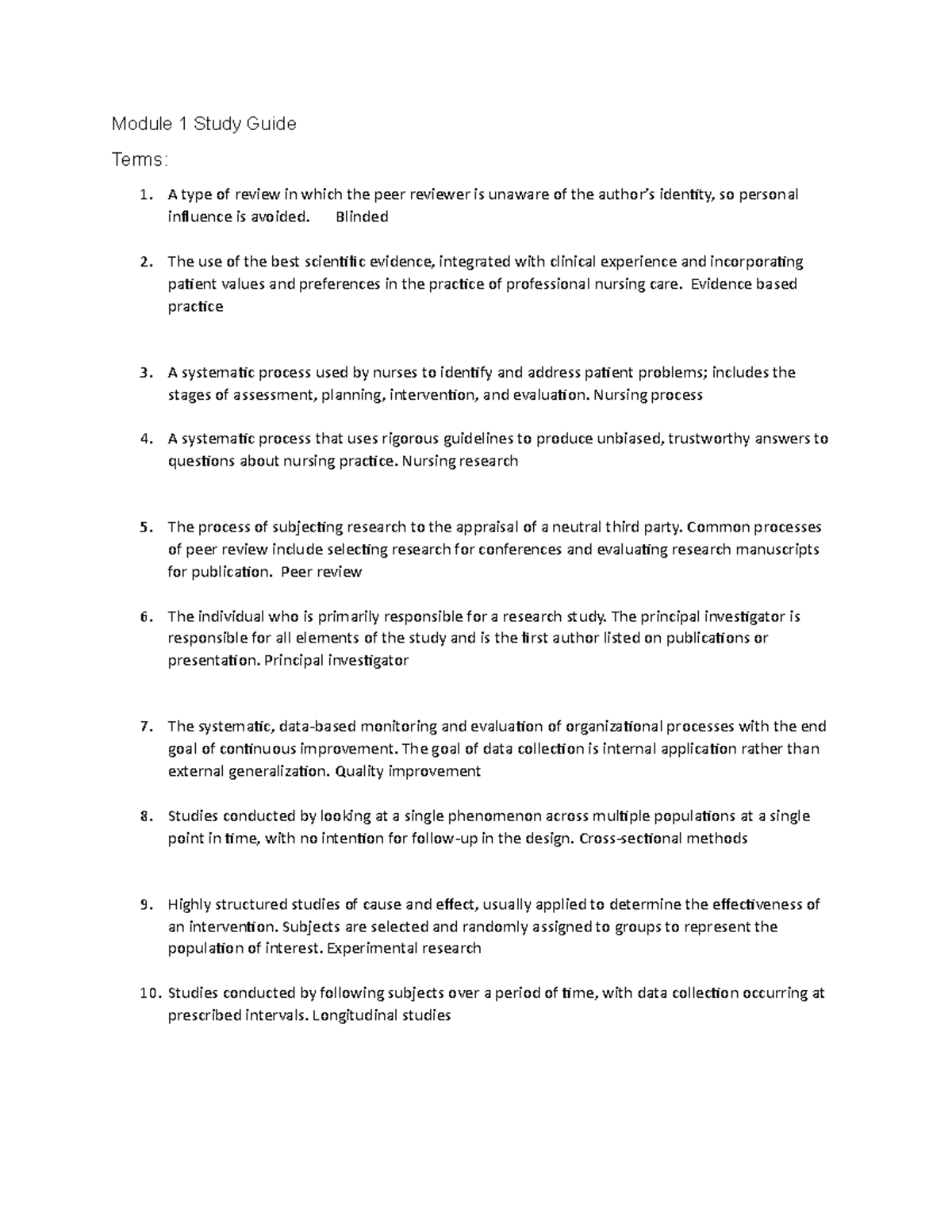 Module 1 Study Guide key - NNSE 664 - UAlbany - Studocu