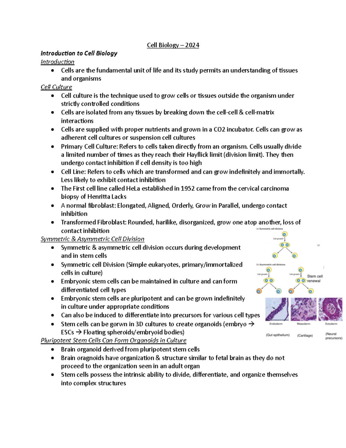 Cell Biology - Midterm 1 Notes - Cell Biology – 2024 Introduc)on to ...