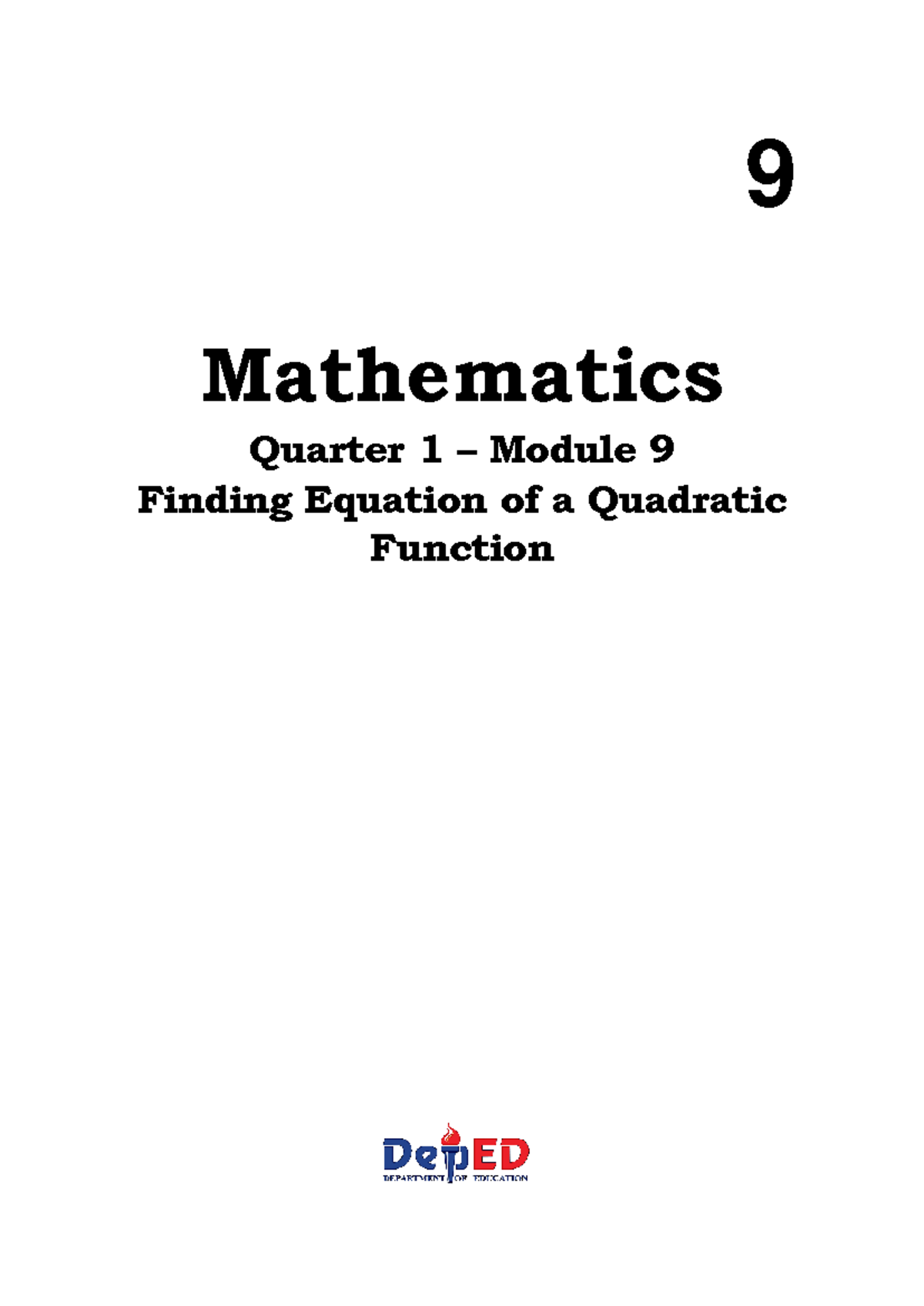 M9 Q1 MATH Mathematics Notes Quarter 1 Module 9 I Mathematics