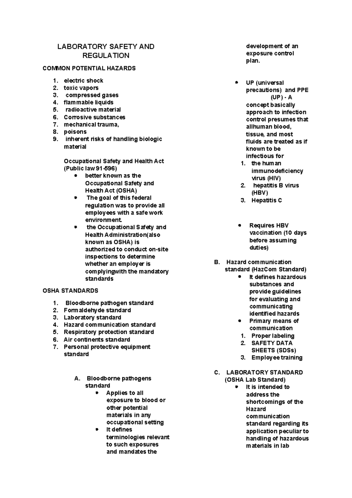 1.lab safety - clinical chemistry topics - LABORATORY SAFETY AND ...