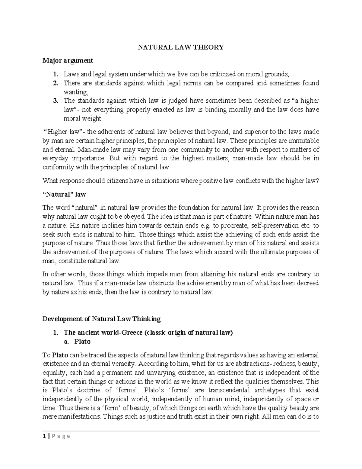 Natural Law - comprehensive notes on Jurisprudence - NATURAL LAW THEORY ...