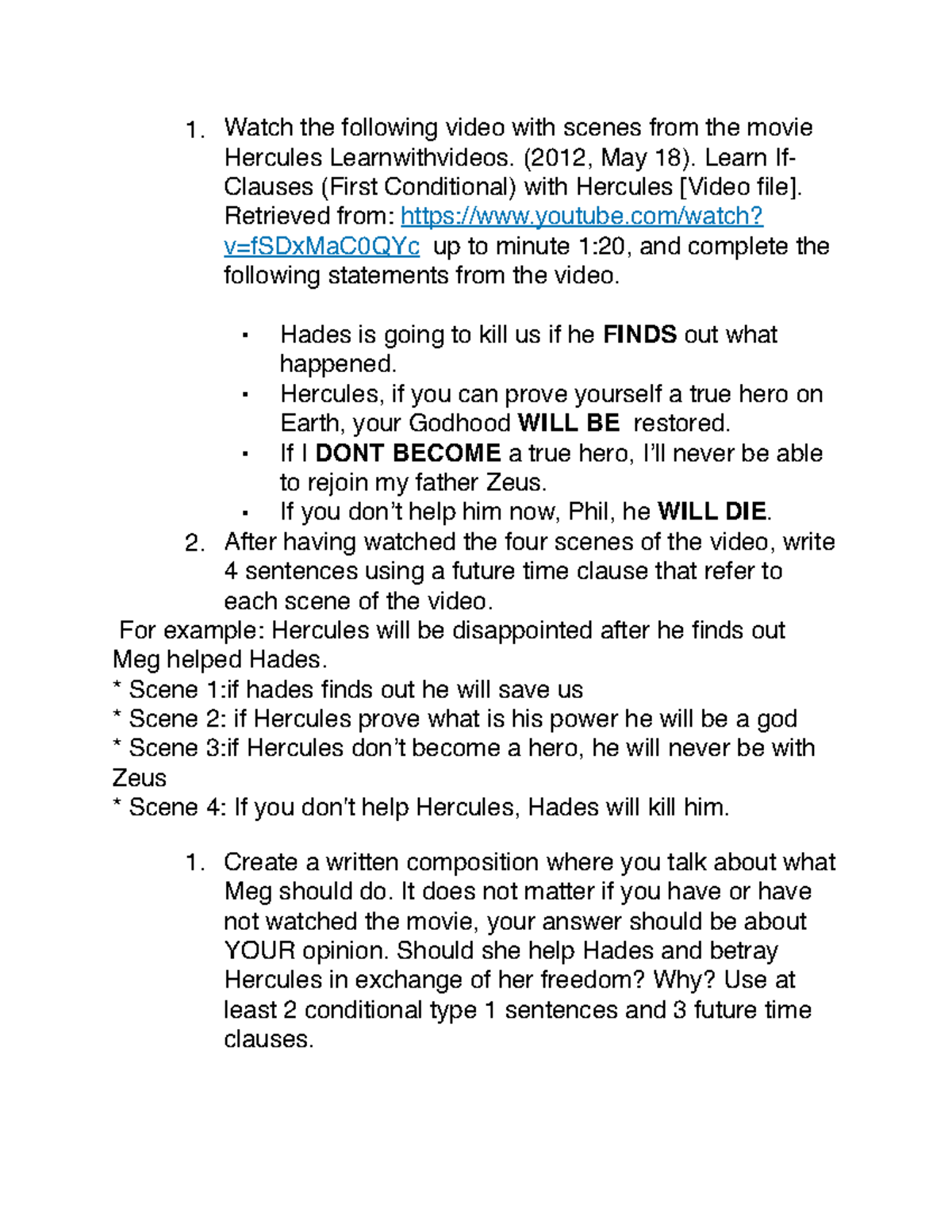 Tarea 9 - Material de lectura - Watch the following video with scenes ...