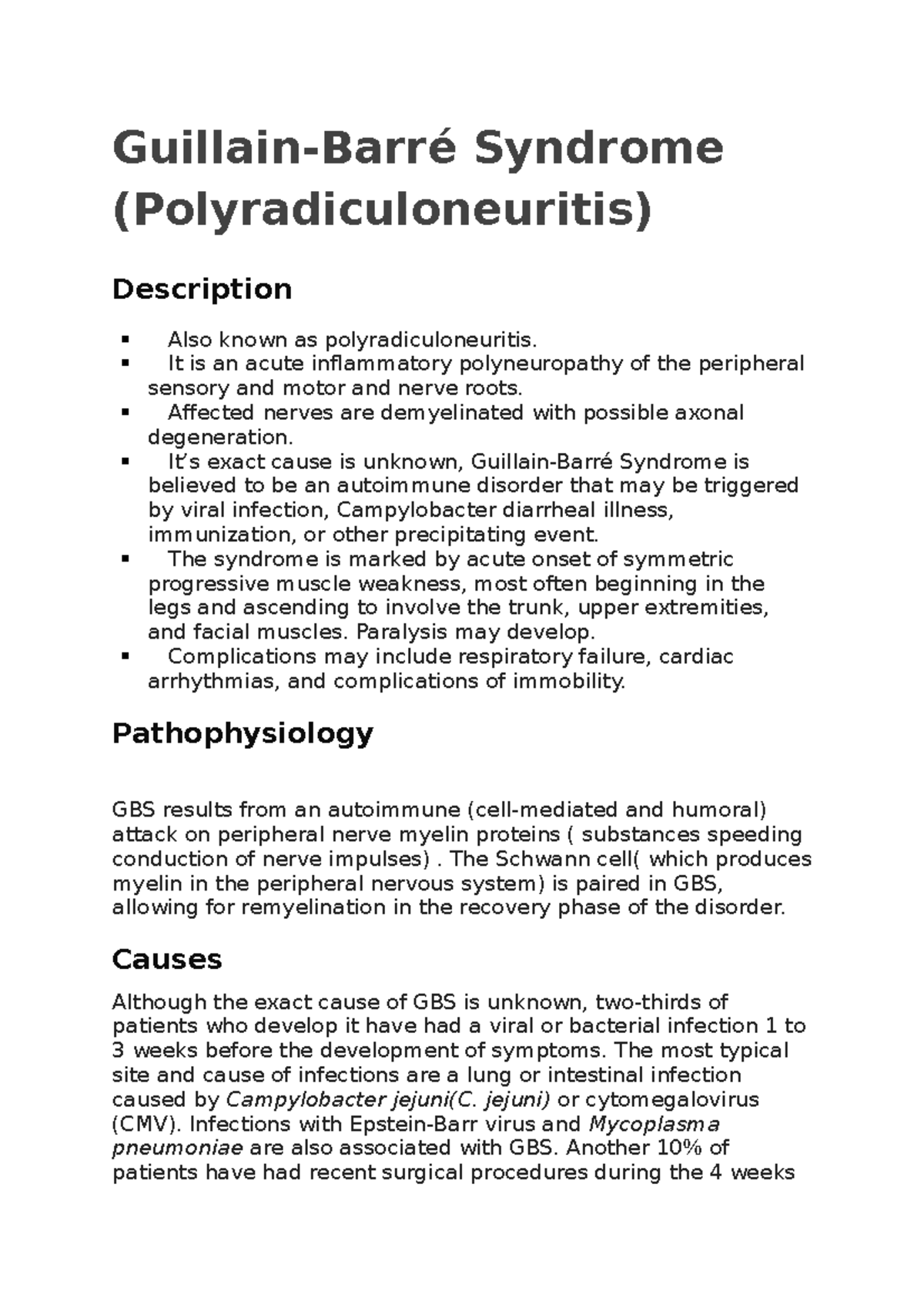 Guillain-Barré Syndrome (Polyradiculoneuritis) - Guillain-Barré ...