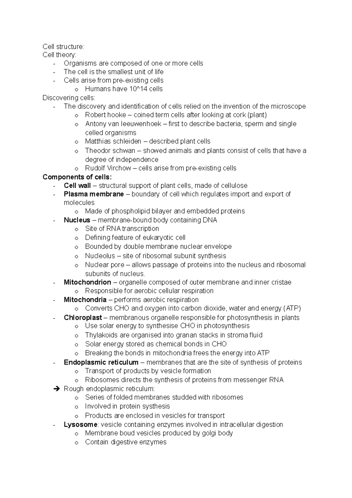 2 Cell structure - L3 - Lecture notes 3 - Cell structure: Cell theory ...