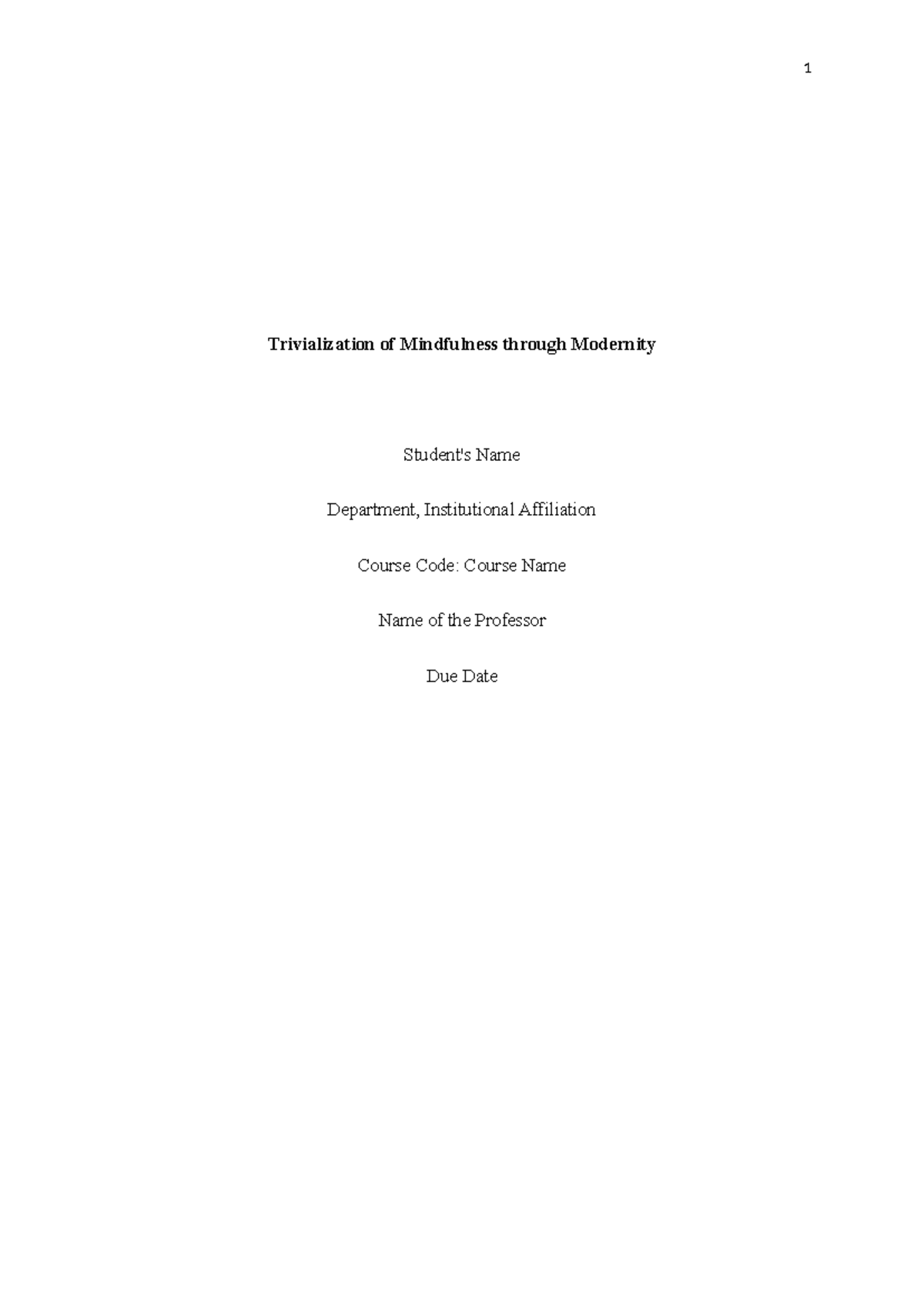 Order 8305894 Essay - This paper provides an analysis of Trivialization ...