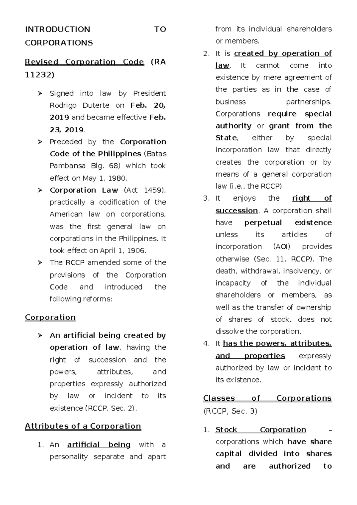 Introduction TO Corporations - INTRODUCTION TO CORPORATIONS Revised ...