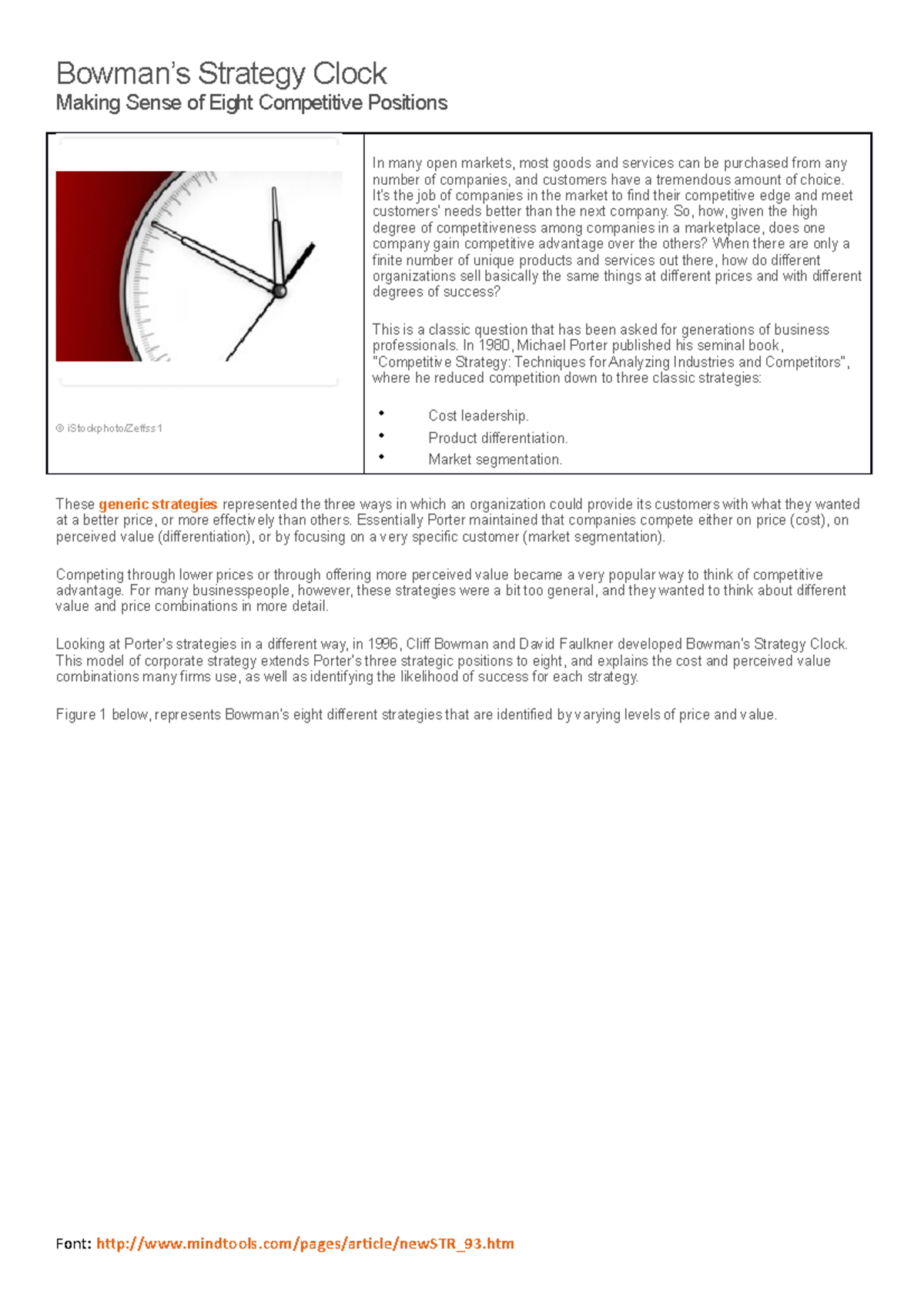 Bowman Strategy Clock - ewewr - Bowman’s Strategy Clock Making Sense of ...
