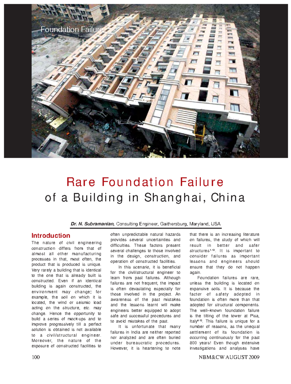 foundation failure - Rare Foundation Failure of a Building in Shanghai ...