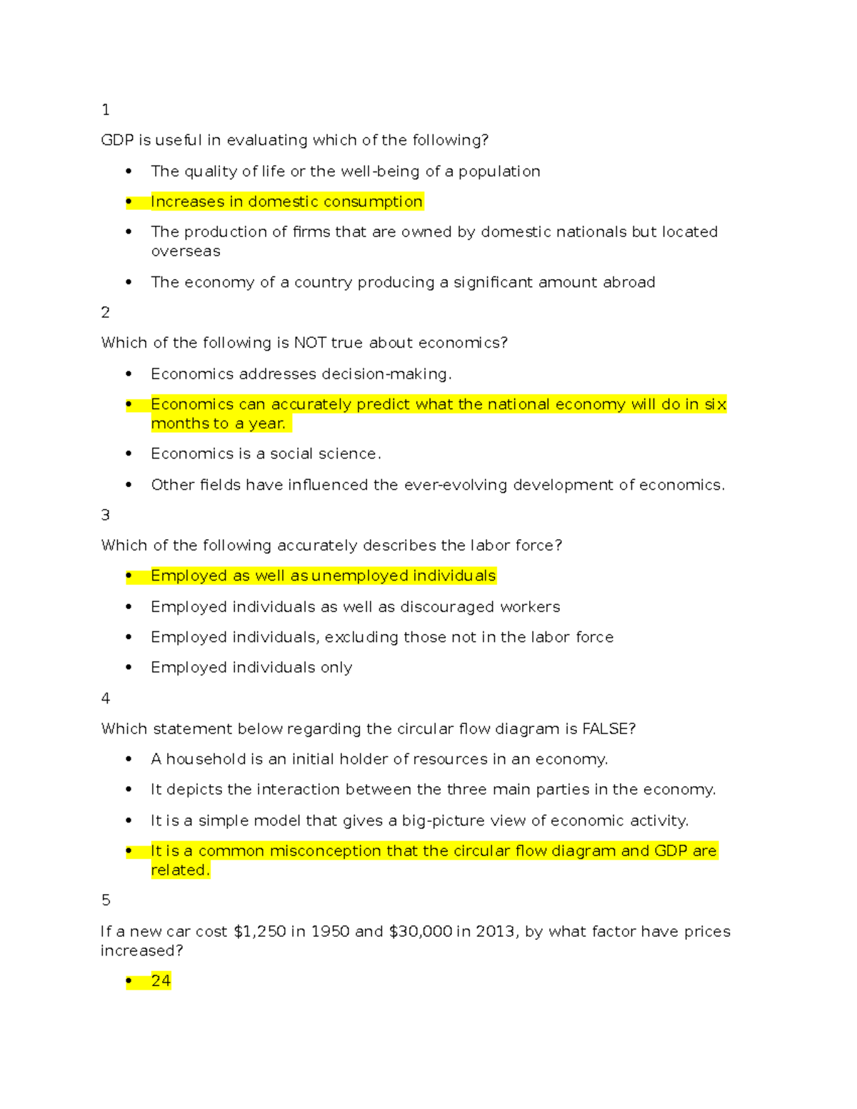 Unit 1 - Milestone 1 Notes - 1 GDP is useful in evaluating which of the ...