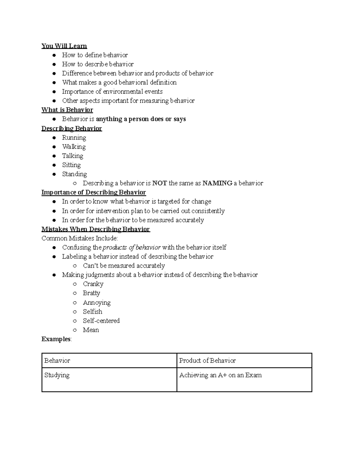 Describing Behavior - ReThink Module 18 - You Will Learn How to define ...