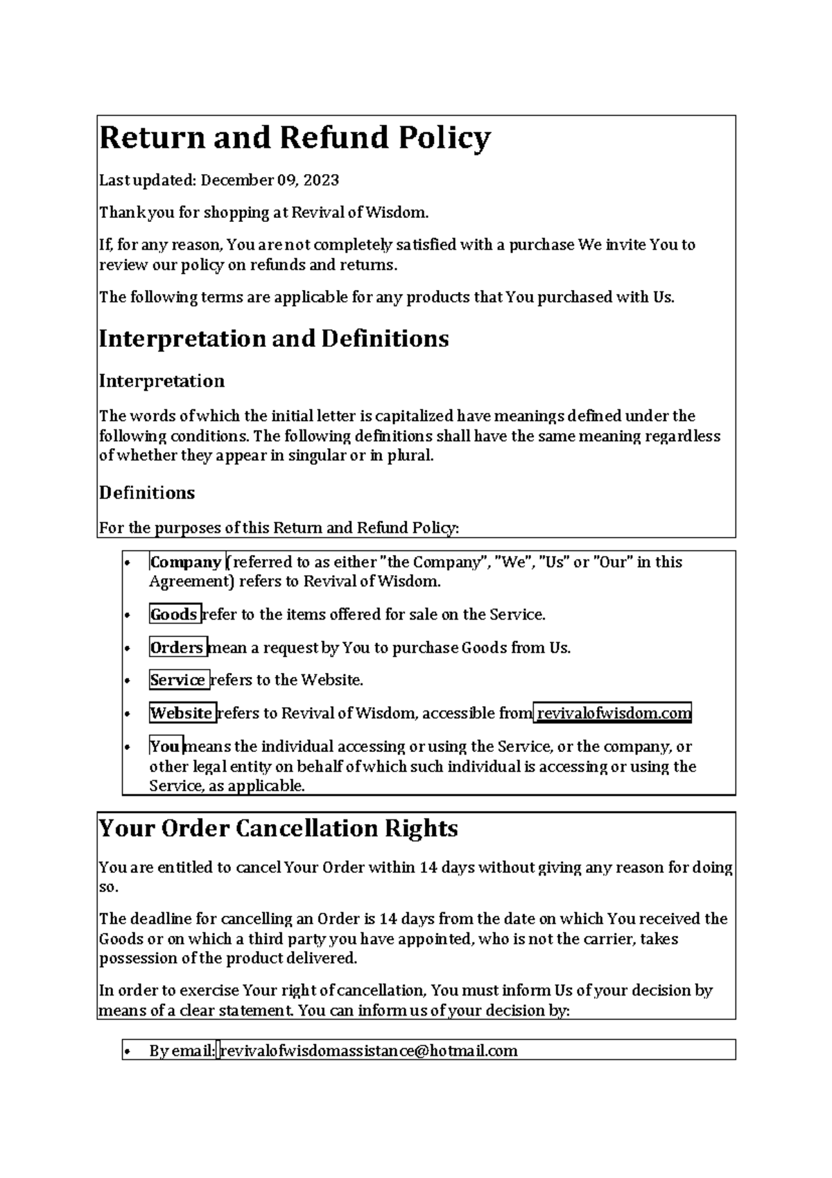 Refund & Return Policy - Return and Refund Policy Last updated ...