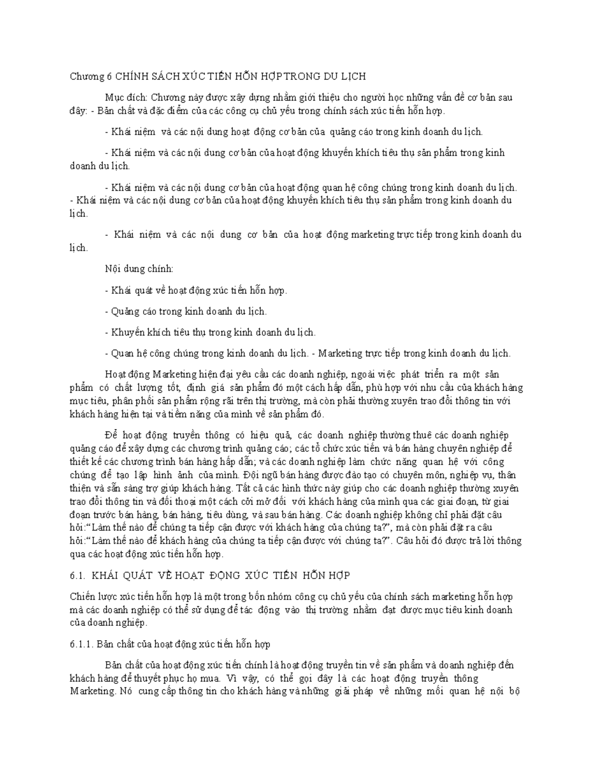 1234 - adadadada - Chương 6 CHÍNH SÁCH XÚC TIẾN HỖN HỢP TRONG DU LỊCH ...