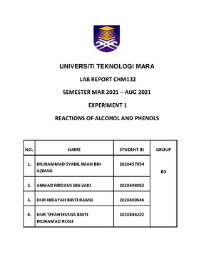 CHM413 LAB 1 - CHM 413 (ORGANIC CHEMISTRY) EXPERIMENT 1: EXTRACTION AND DRYING OF AN AQUEOUS ...