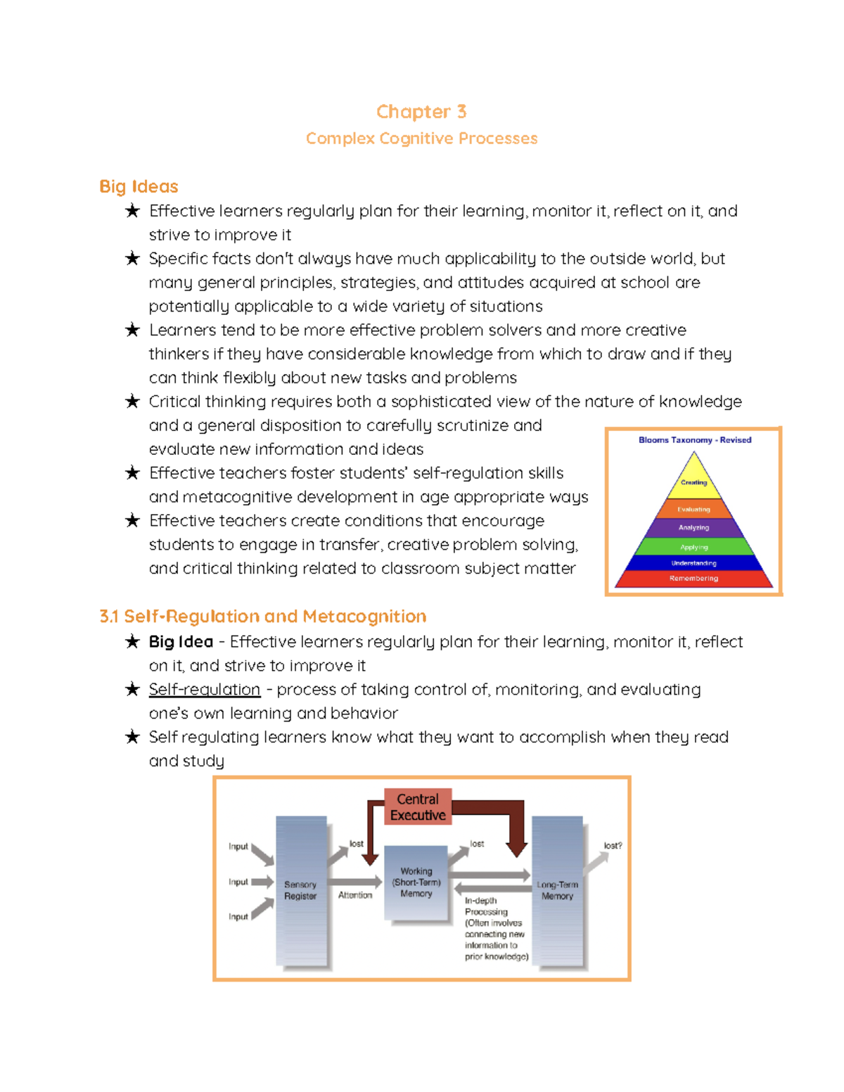 Chapter 3 - Complex Cognitive Processes Lecture Notes - Chapter 3 ...