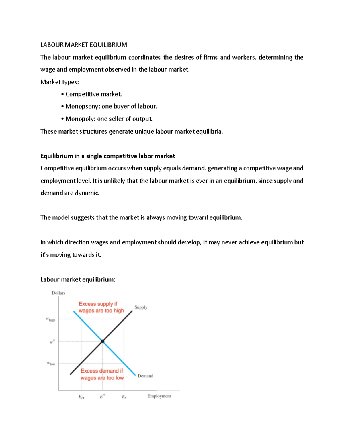 Topic week 3 with notes Labour Market Equilibrium - LABOUR MARKET ...