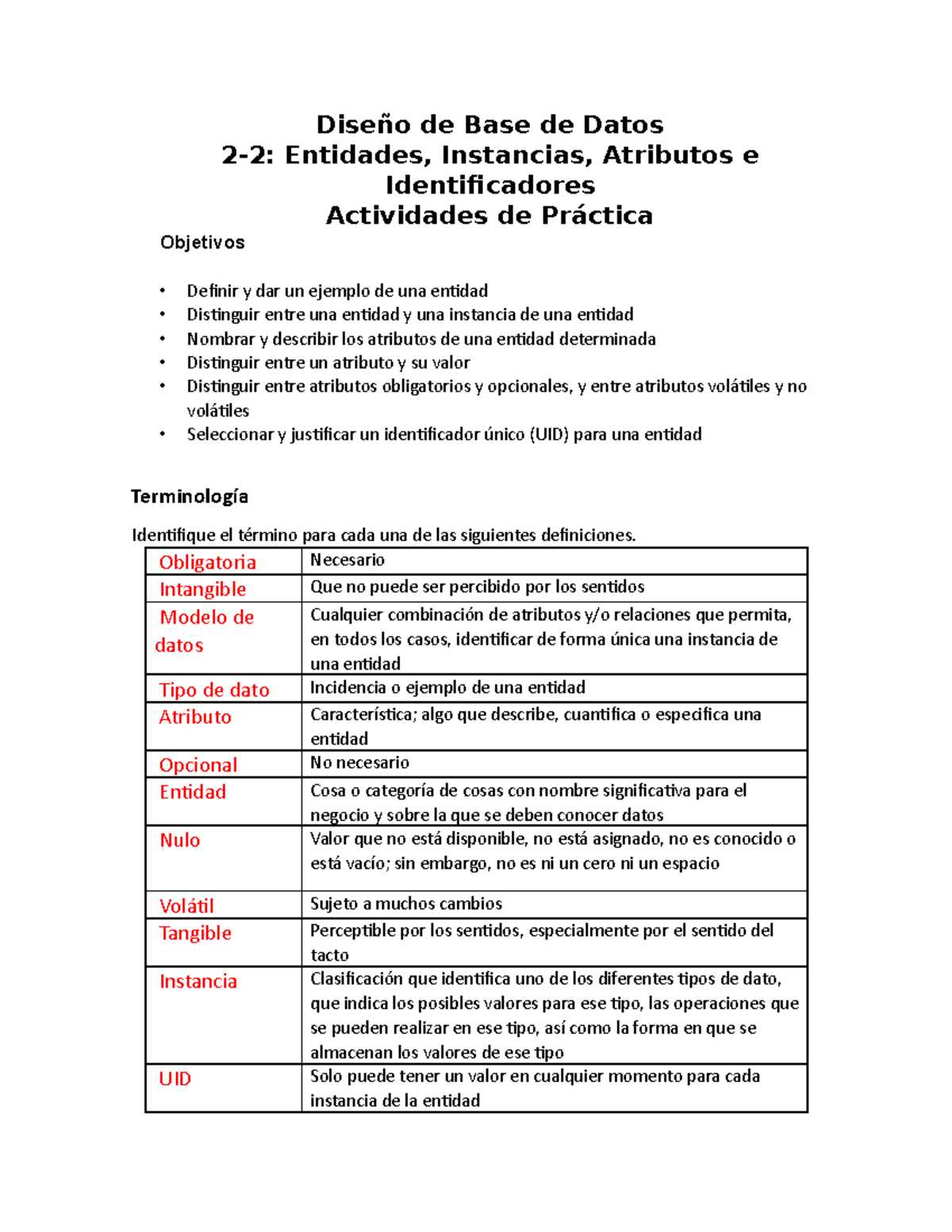DD 2 2_Practice_esp - Diseño de Base de Datos 2-2: Entidades ...