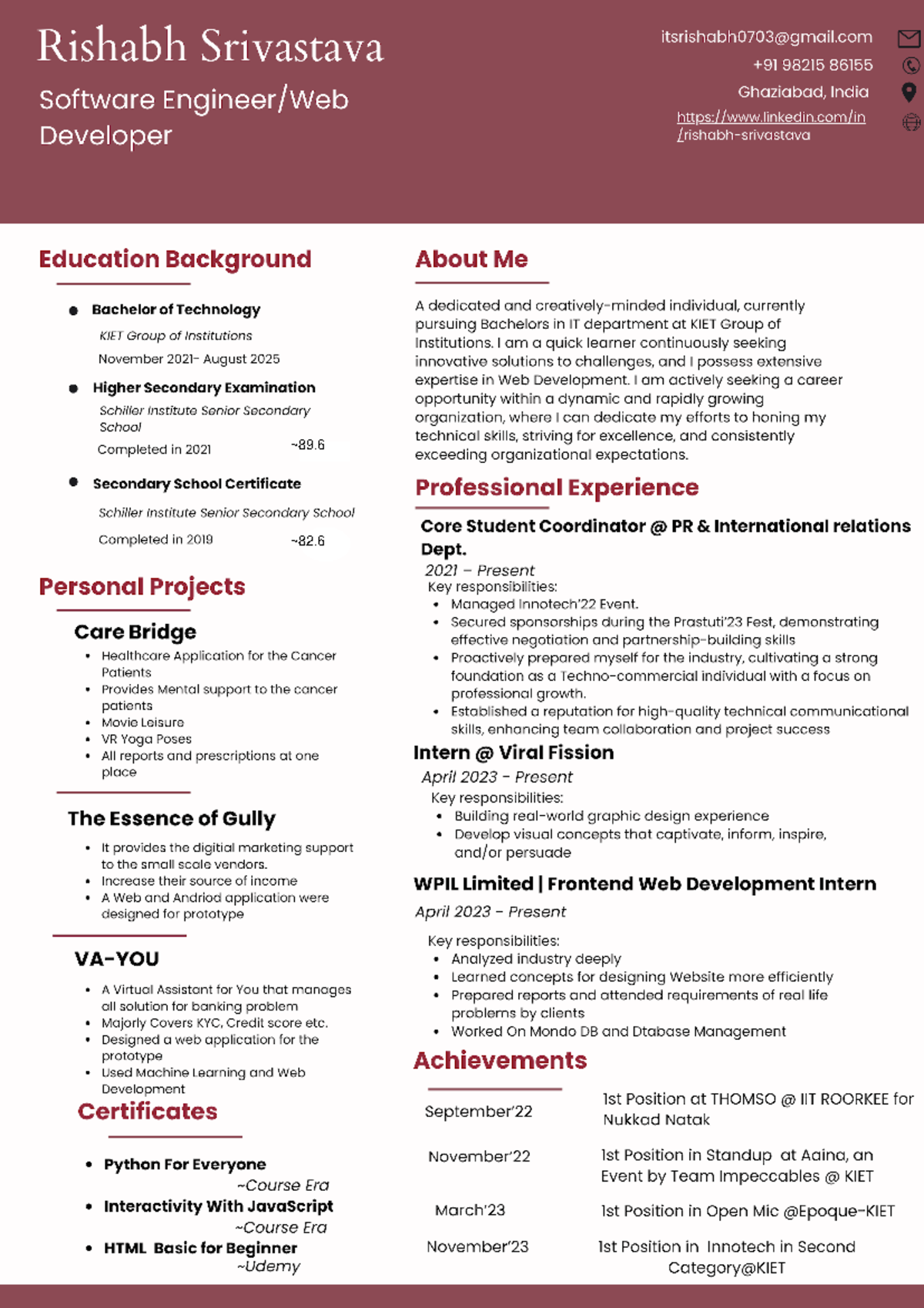 Rishabh resume - human resources - ~89. ~82. - Studocu