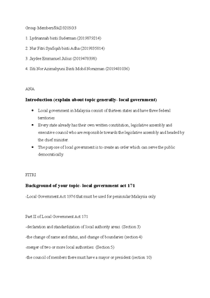 PAD320 SOW March - JULY 2023 - PAD320: LOCAL GOVERNMENT ADMINISTRATION ...