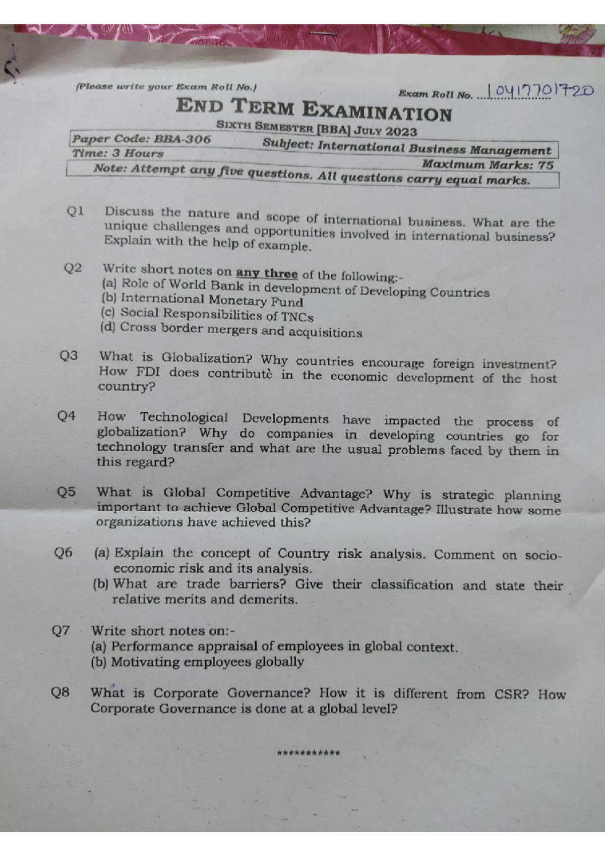 IBM 2023 Question Paper - International Business Management - Studocu