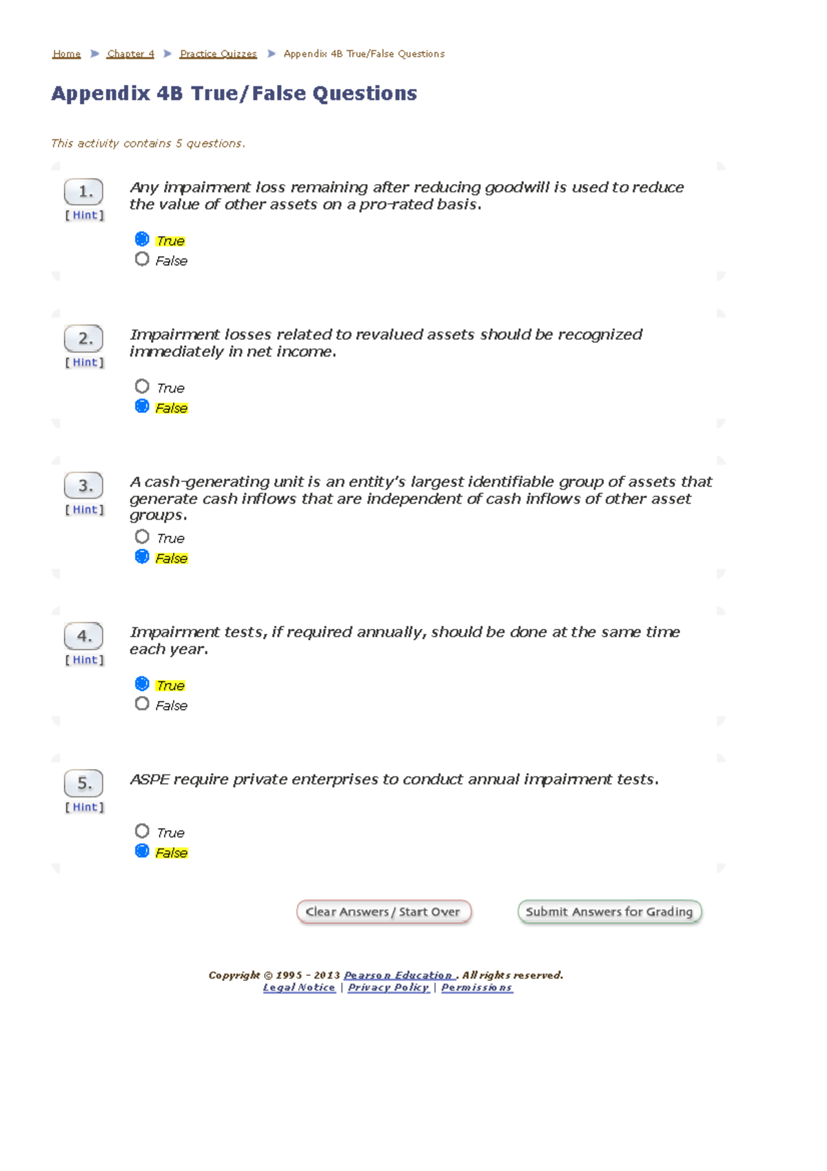 Appendix 4B True False Questions - Home Chapter 4 Practice Quizzes ...