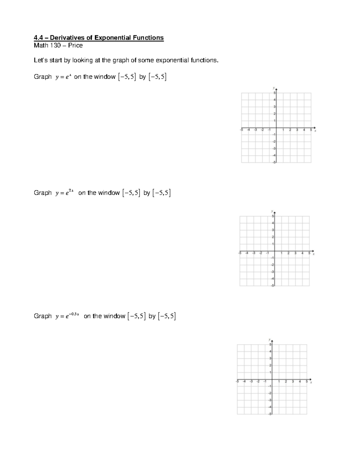 4 4 Derivatives Of Exponential Functions 4 Derivatives Of Exponential Functions Math 130