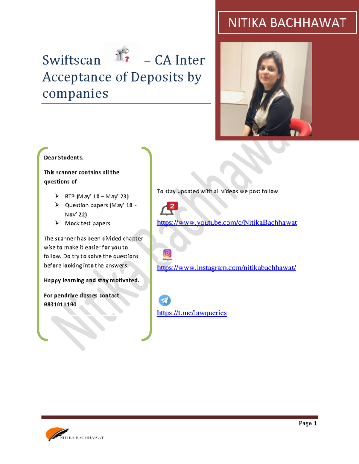 Acceptance of Deposits by Companies - Swiftscan – CA Inter Acceptance ...