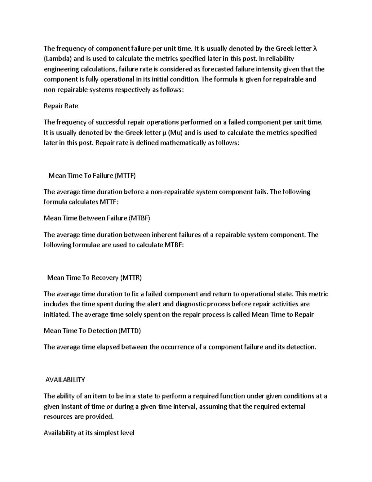 Reliability UNIT 5 Part-2 - The frequency of component failure per unit ...