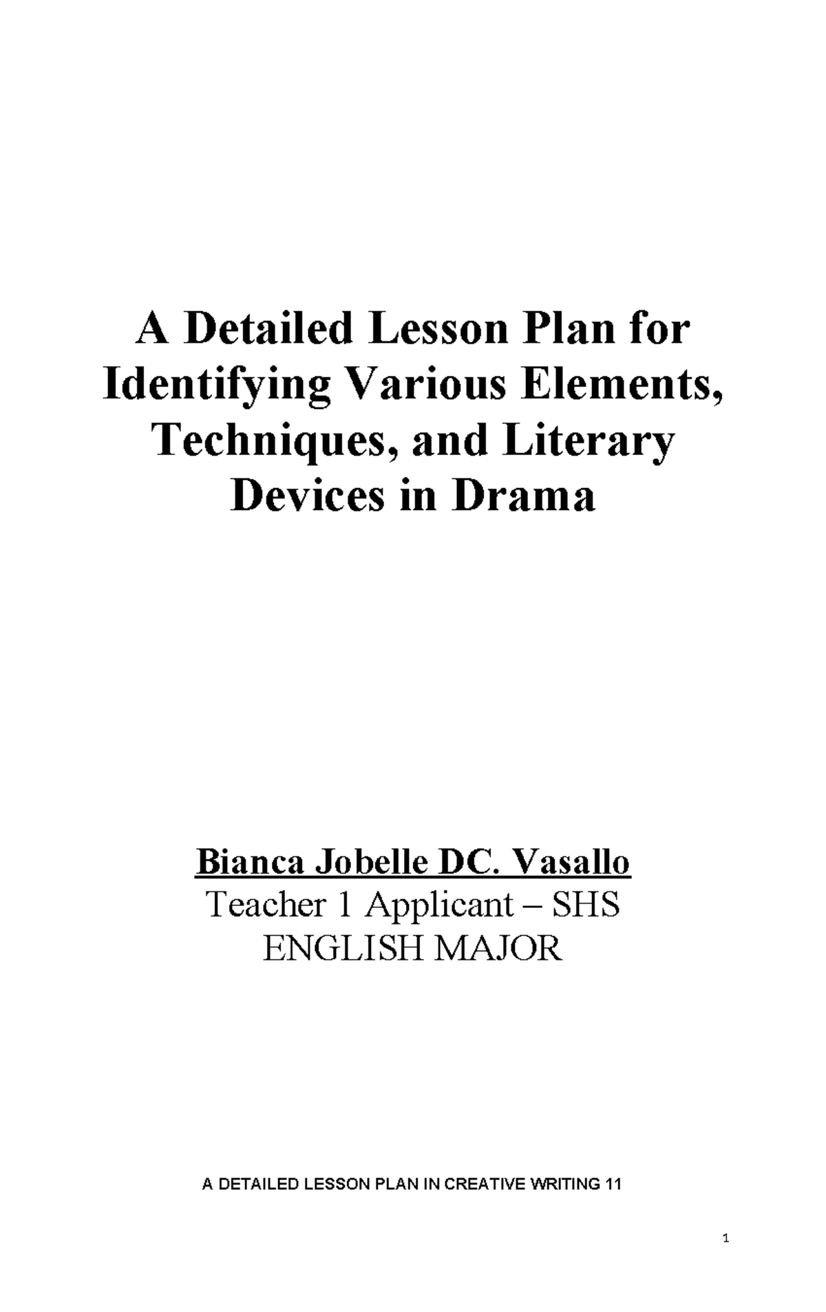 Detailed Lesson Plan in Creative Writing 11 - A Detailed Lesson Plan ...