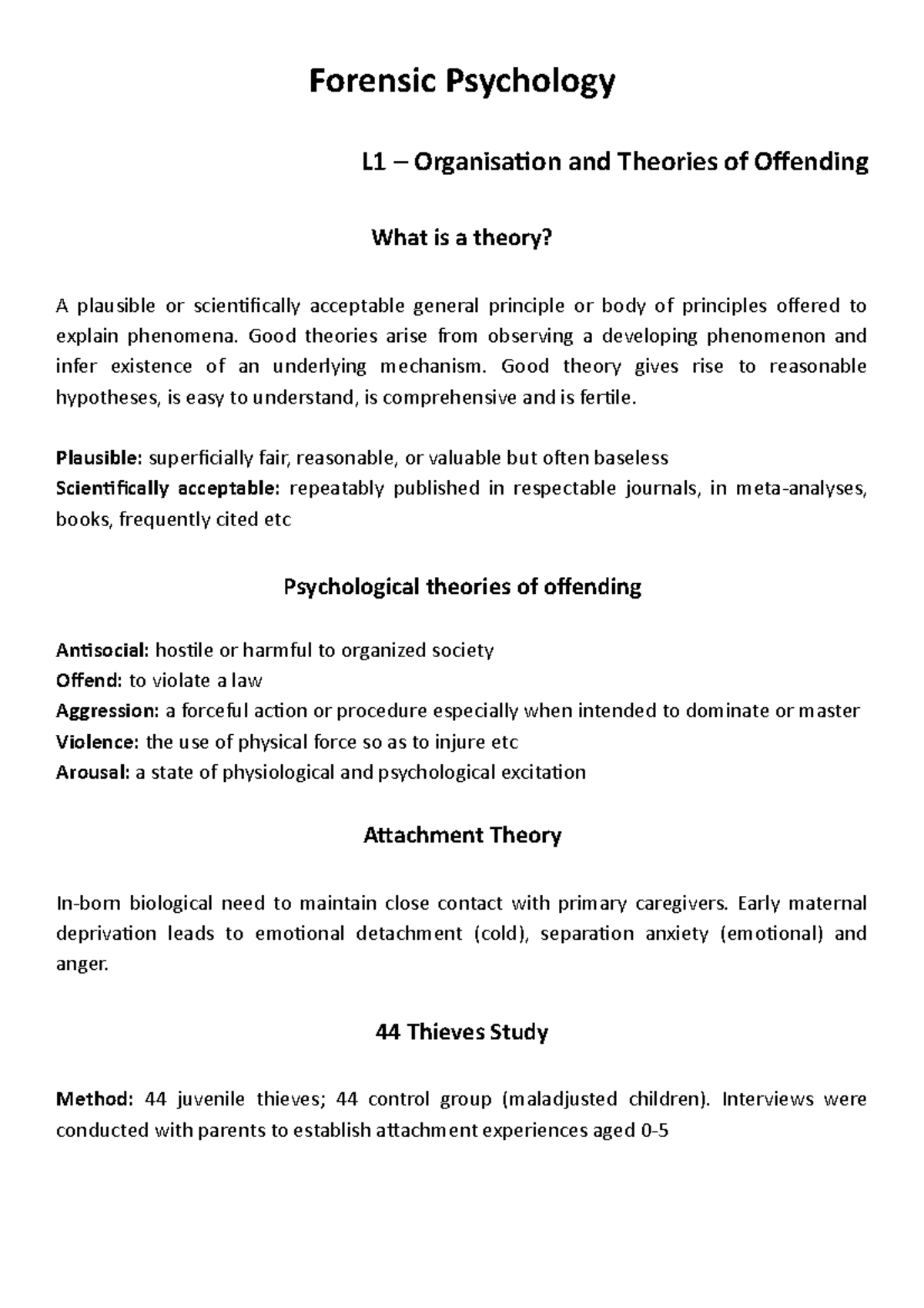 Intro to Forensic Psychology - Forensic Psychology L1 – Organisation ...