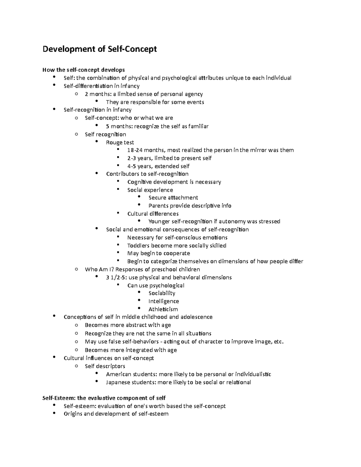 Development of the Self-Concept - Development of Self-Concept How the ...