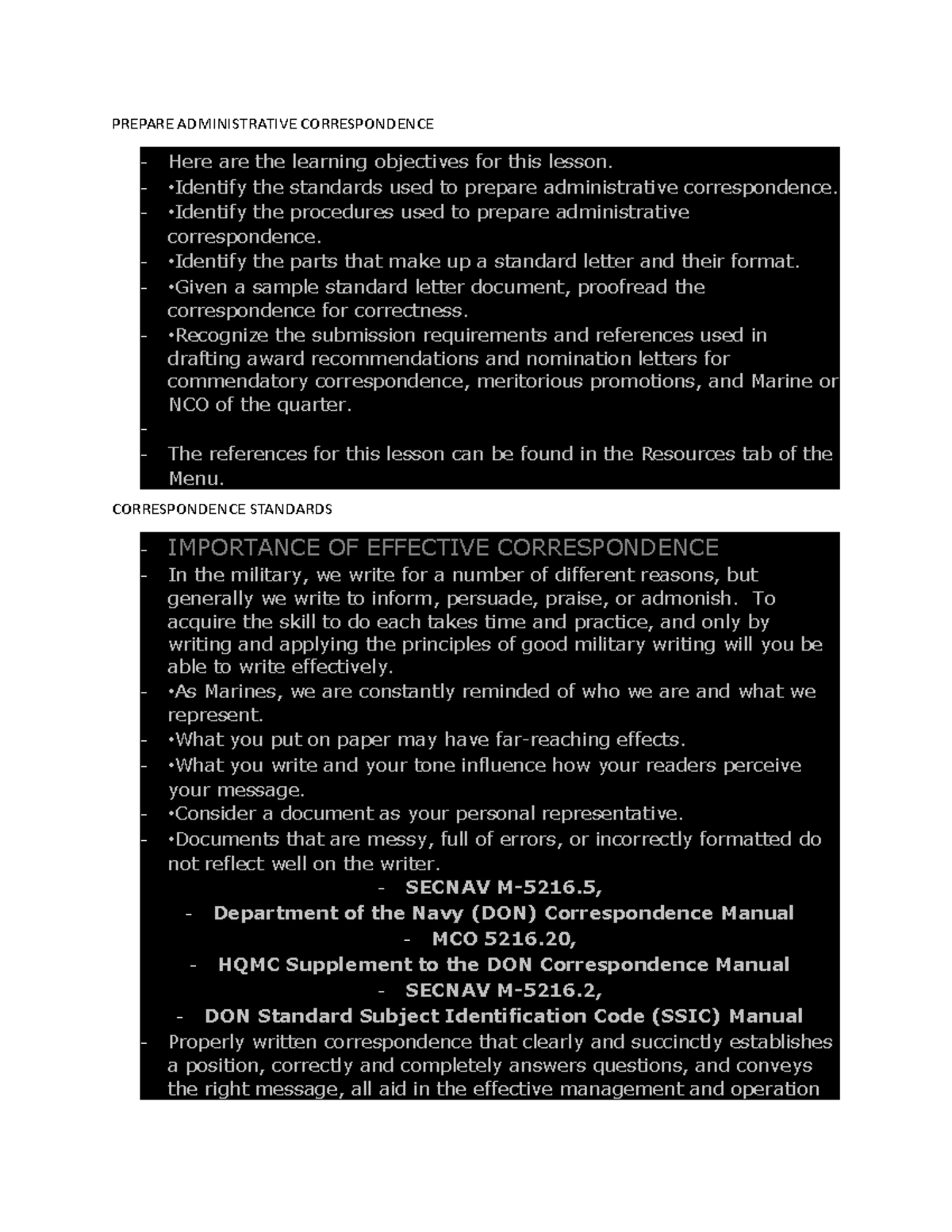 2. Sergeants Course Communication - PREPARE ADMINISTRATIVE ...