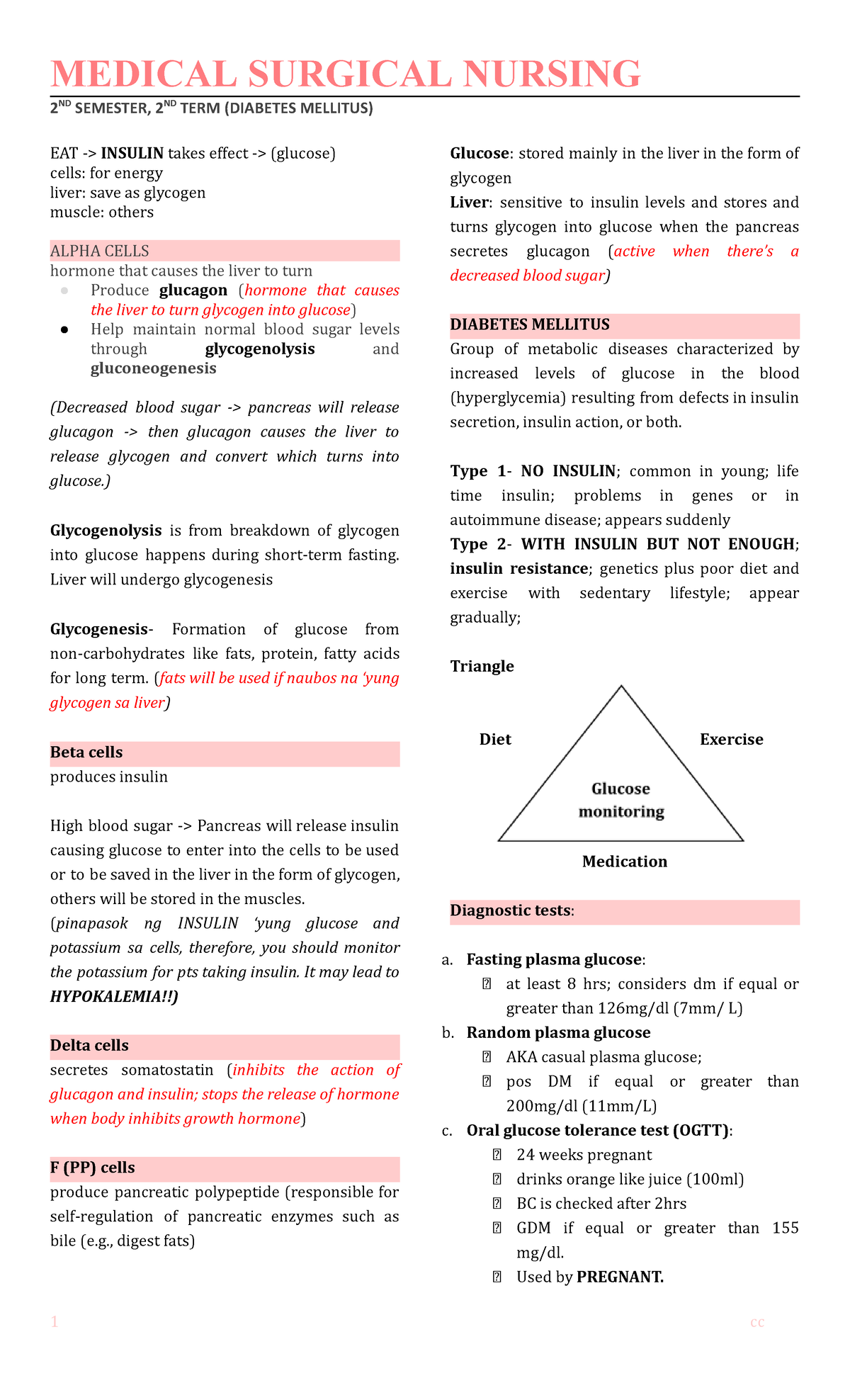 DM-MS - About Diabetes Mellitus - 2 ND SEMESTER, 2ND TERM (DIABETES ...