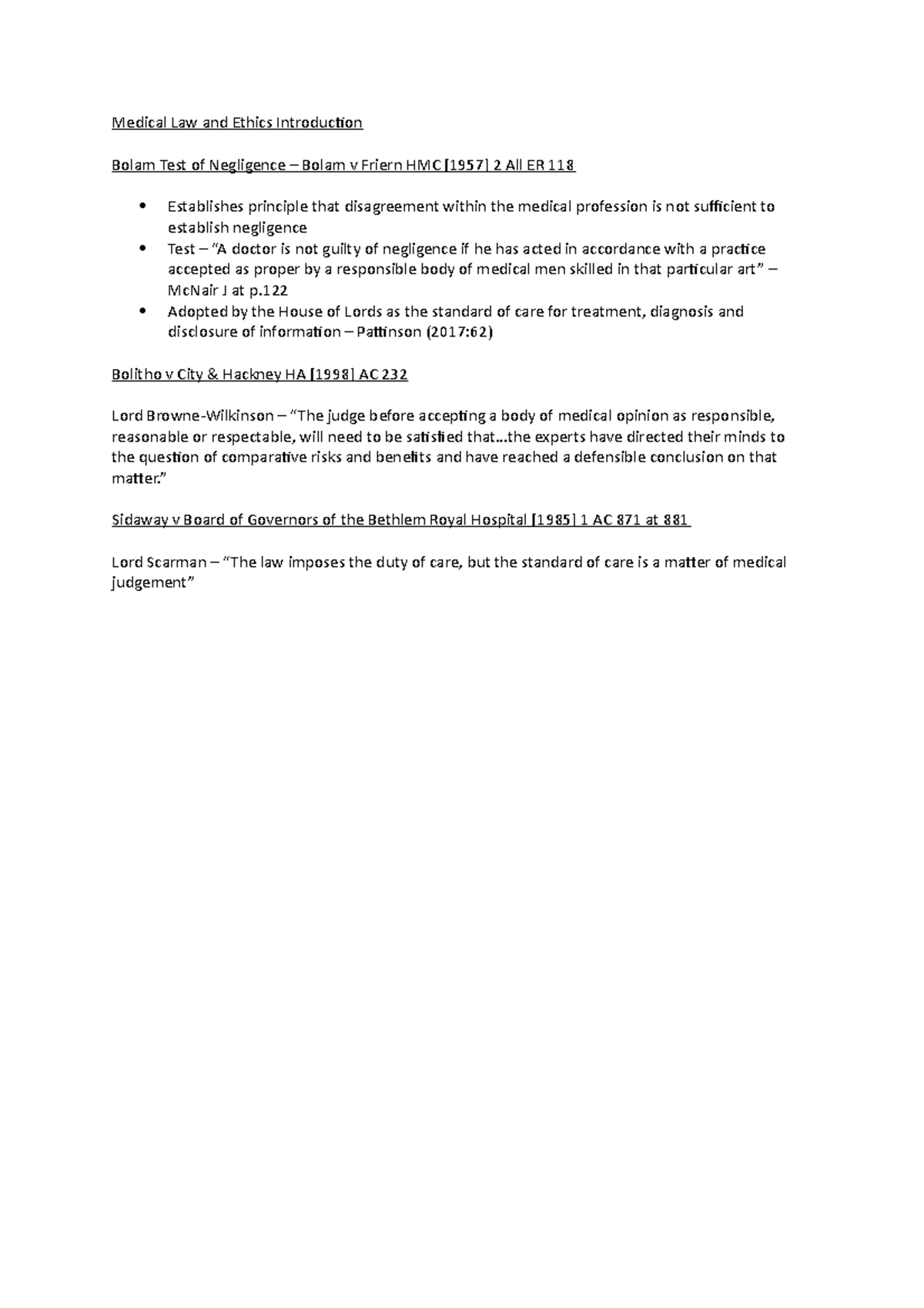 Medical Law and Ethics Introduction - Adopted by the House of Lords as ...