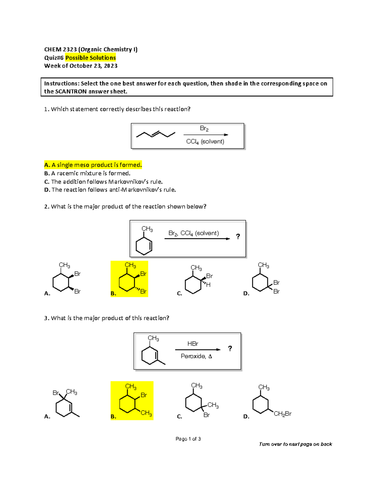 2323 Quiz6 Fall2023 key - Page 1 of 3 Turn over to next page on back ...