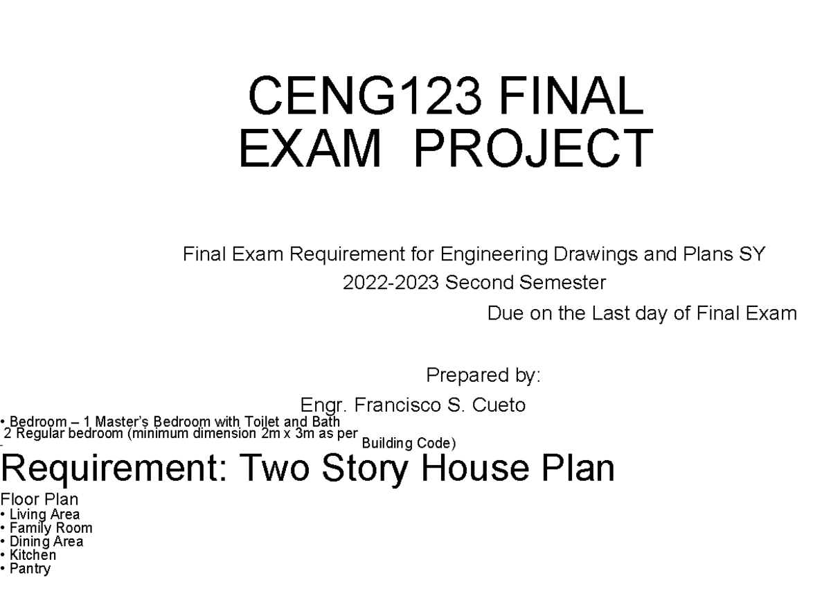 CENG123 Final Exam Project - House plan - CENG123 FINAL EXAM PROJECT ...
