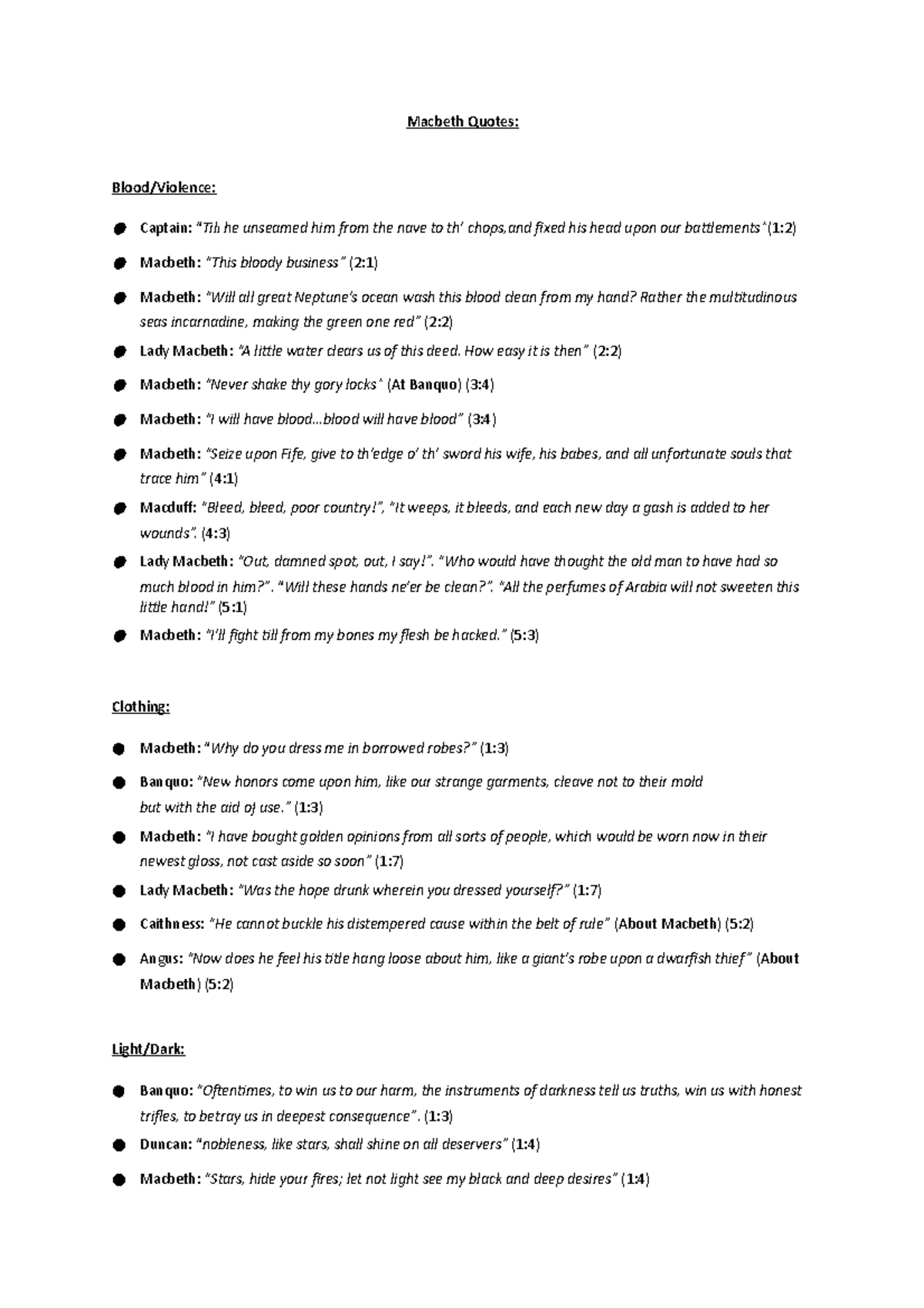 Macbeth Quotes - Macbeth Quotes: Blood/Violence: Captain: “Till he ...