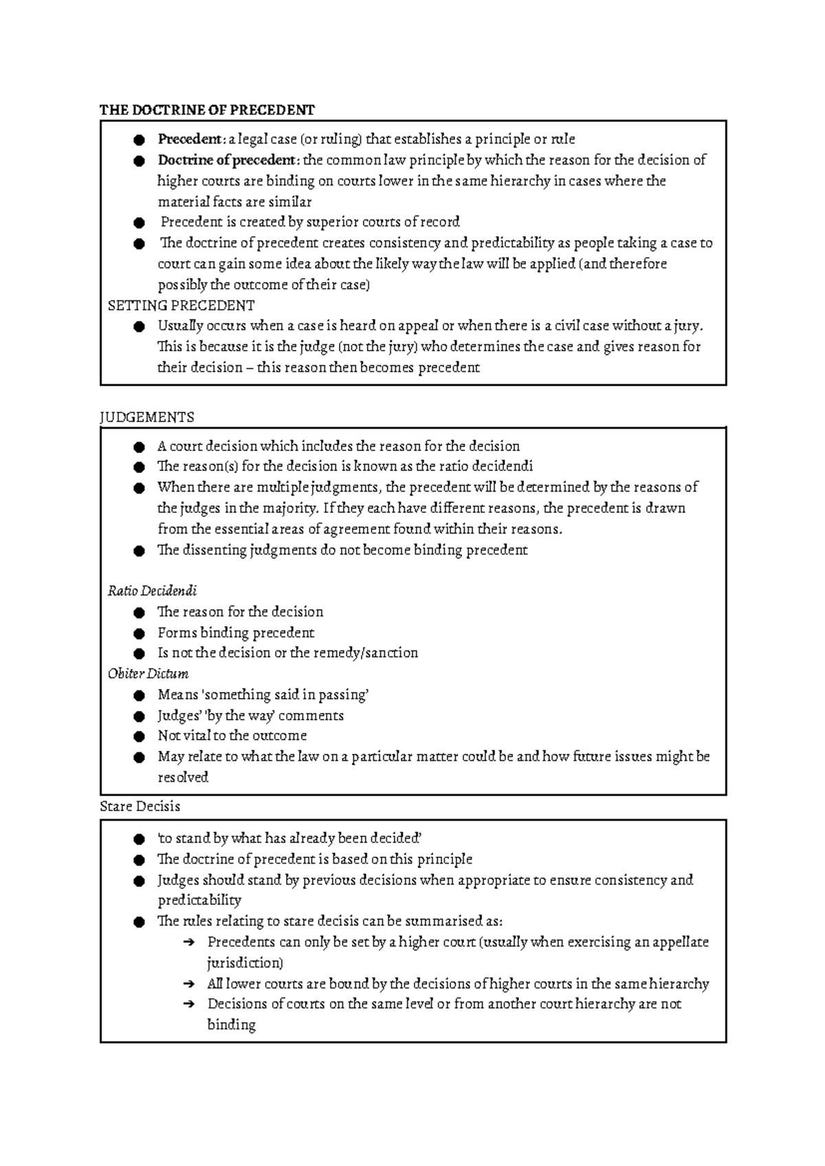 Doctrine of Precedent Notes - THE DOCTRINE OF PRECEDENT Precedent: a ...