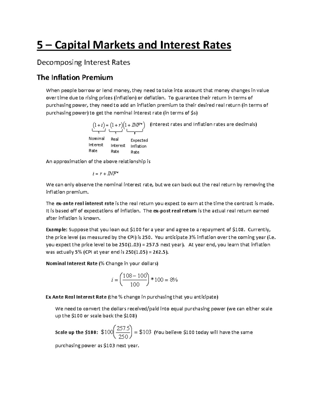 5 - Capital Markets and Interest Rates - 5 – Capital Markets and ...