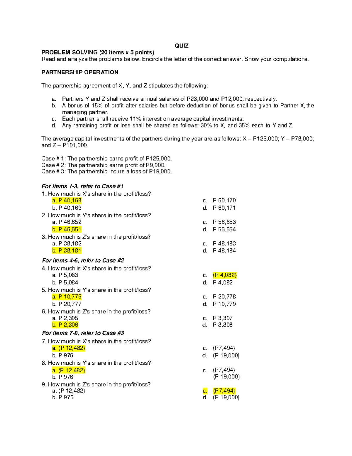 02 QUIZ 1 AST - Required Quiz - QUIZ PROBLEM SOLVING (20 items x 5 points) Read and analyze the ...