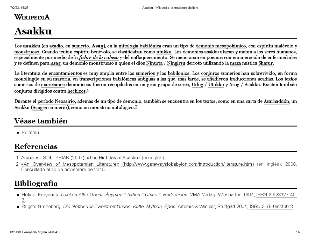 Asakku - MITOLOGIA - 7/2/23, 15:27 Asakku - Wikipedia, la enciclopedia ...