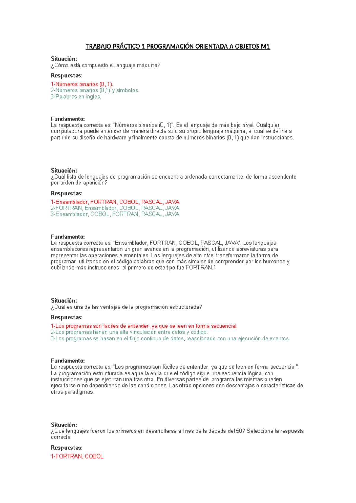 Trabajo Práctico 1 Programación Orientada A Objetos 1 - TRABAJO PRÁCTICO 1 PROGRAMACIÓN ...